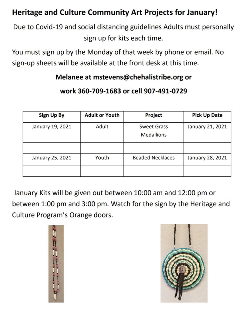 Heritage and Culture Community Art Projects for January - The Chehalis ...