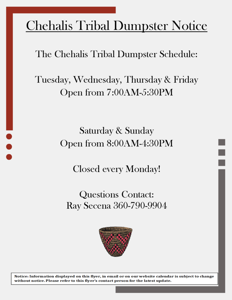 Announcements - The Chehalis Tribe