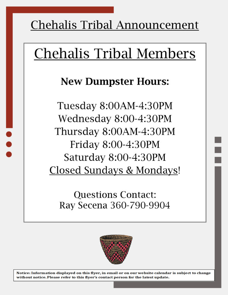 Announcements - The Chehalis Tribe