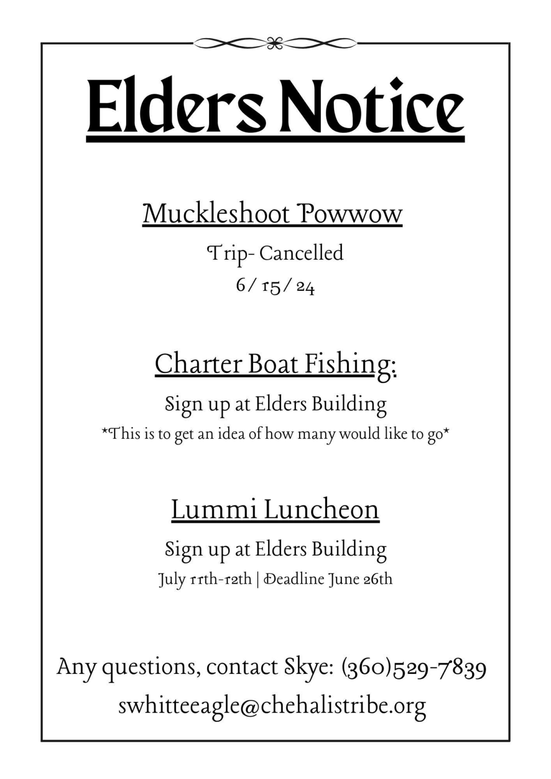 Announcements - The Chehalis Tribe