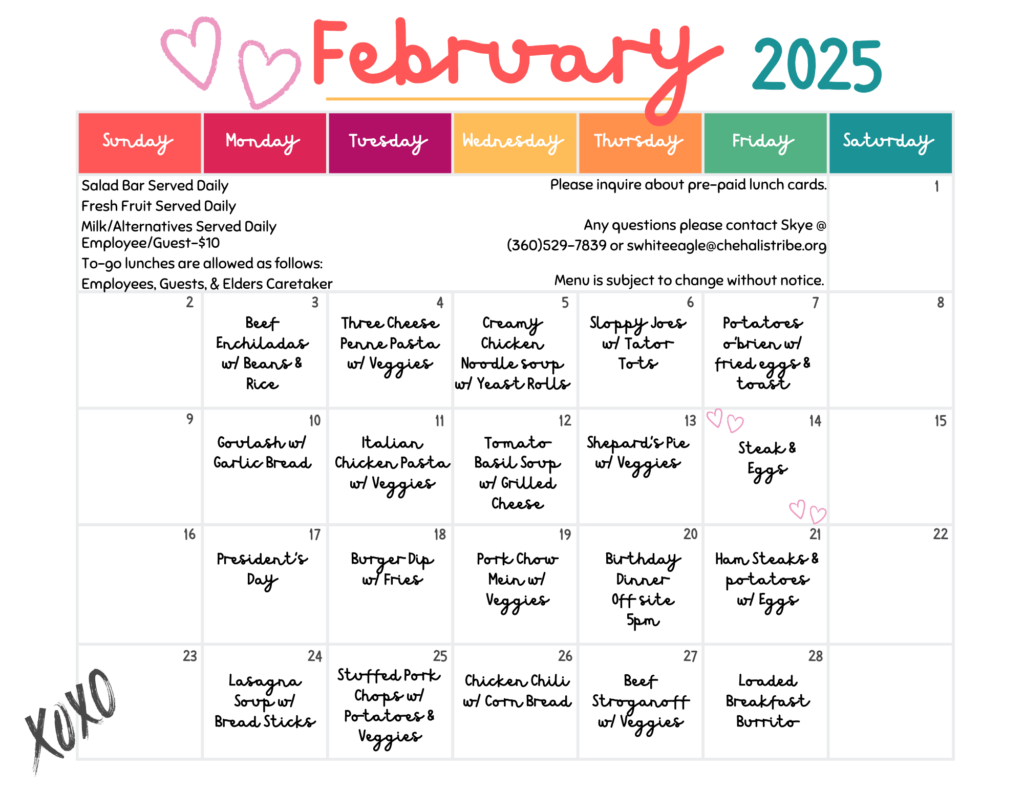 February Menu! - The Chehalis Tribe