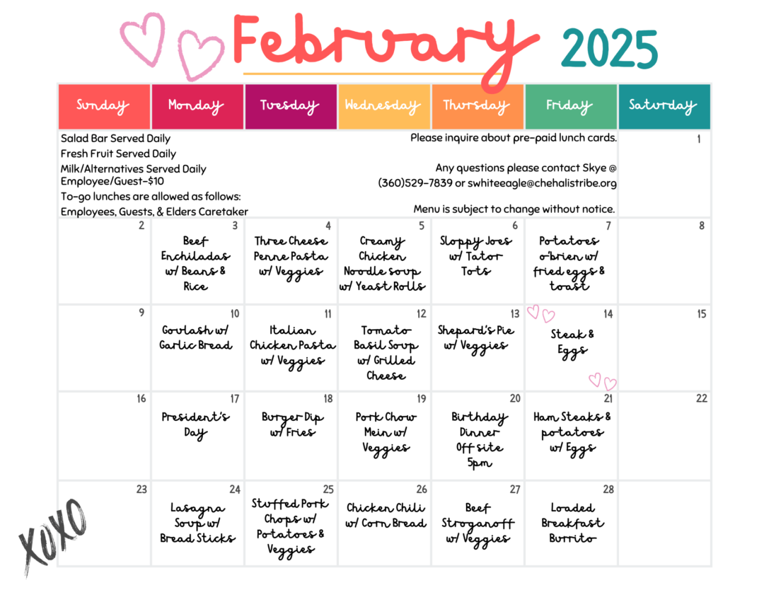 February Menu! - The Chehalis Tribe