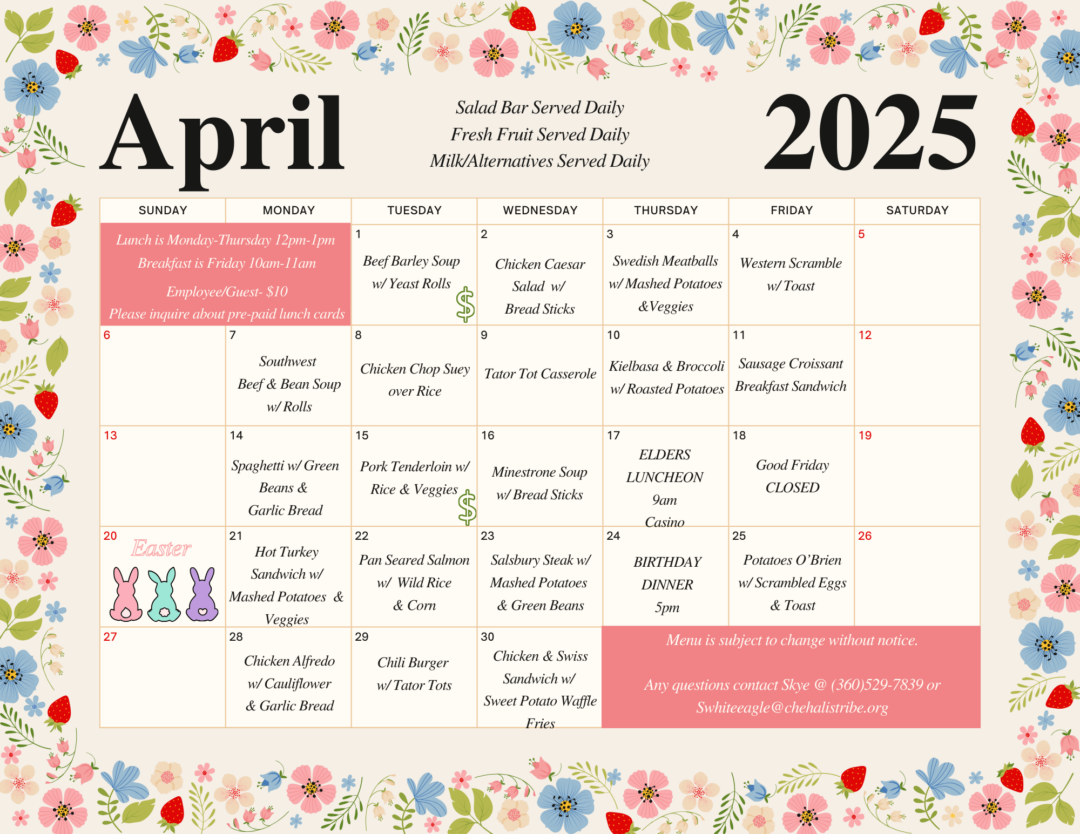April Menu! - The Chehalis Tribe