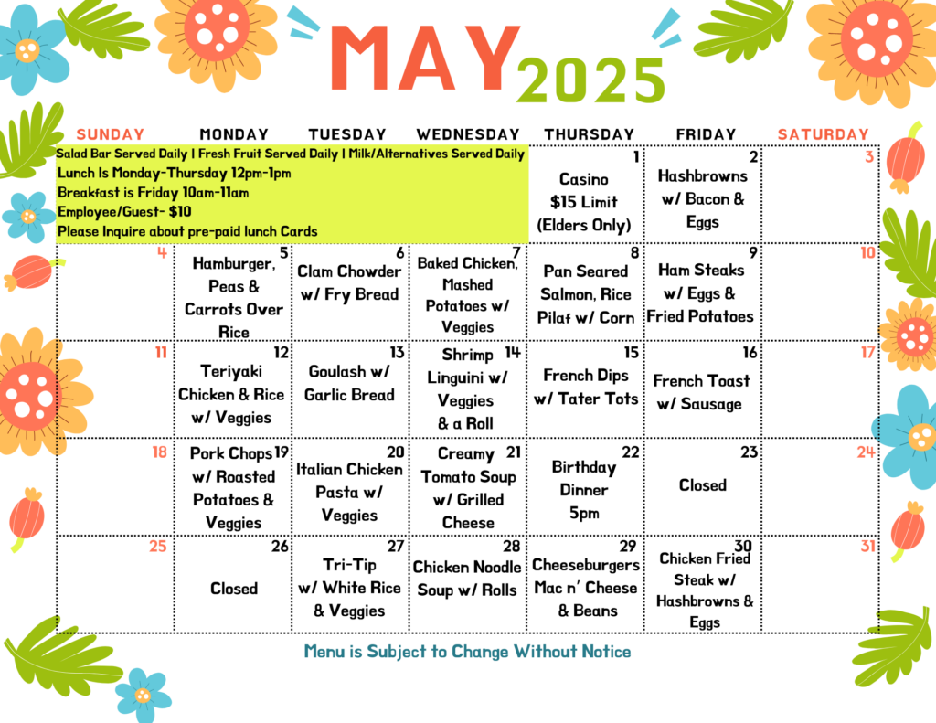 May Menu! - The Chehalis Tribe