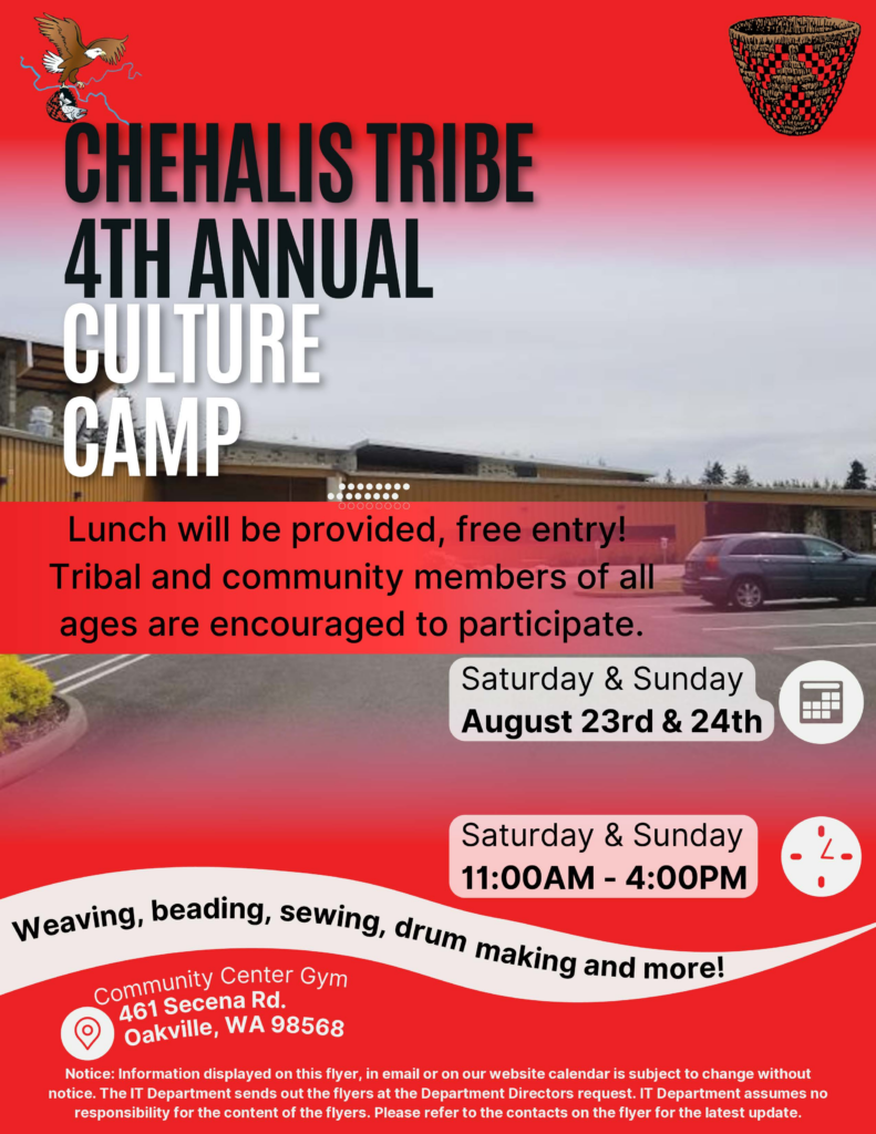 4th Annual Culture Camp! - The Chehalis Tribe