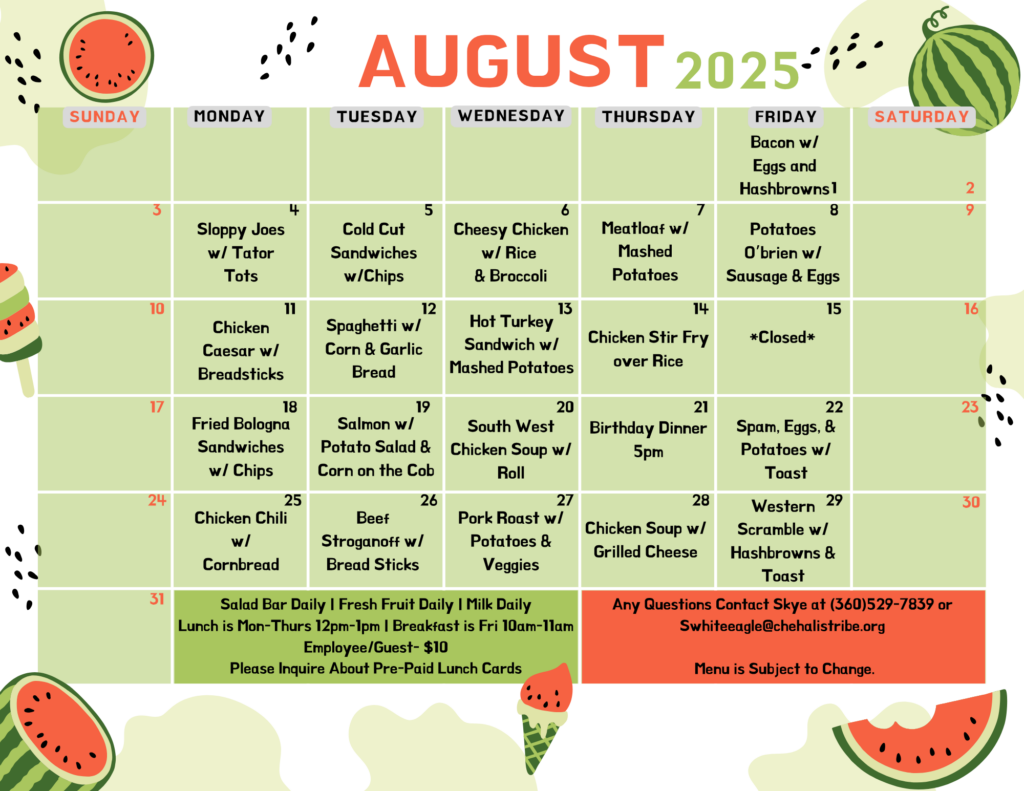 August Menu! - The Chehalis Tribe