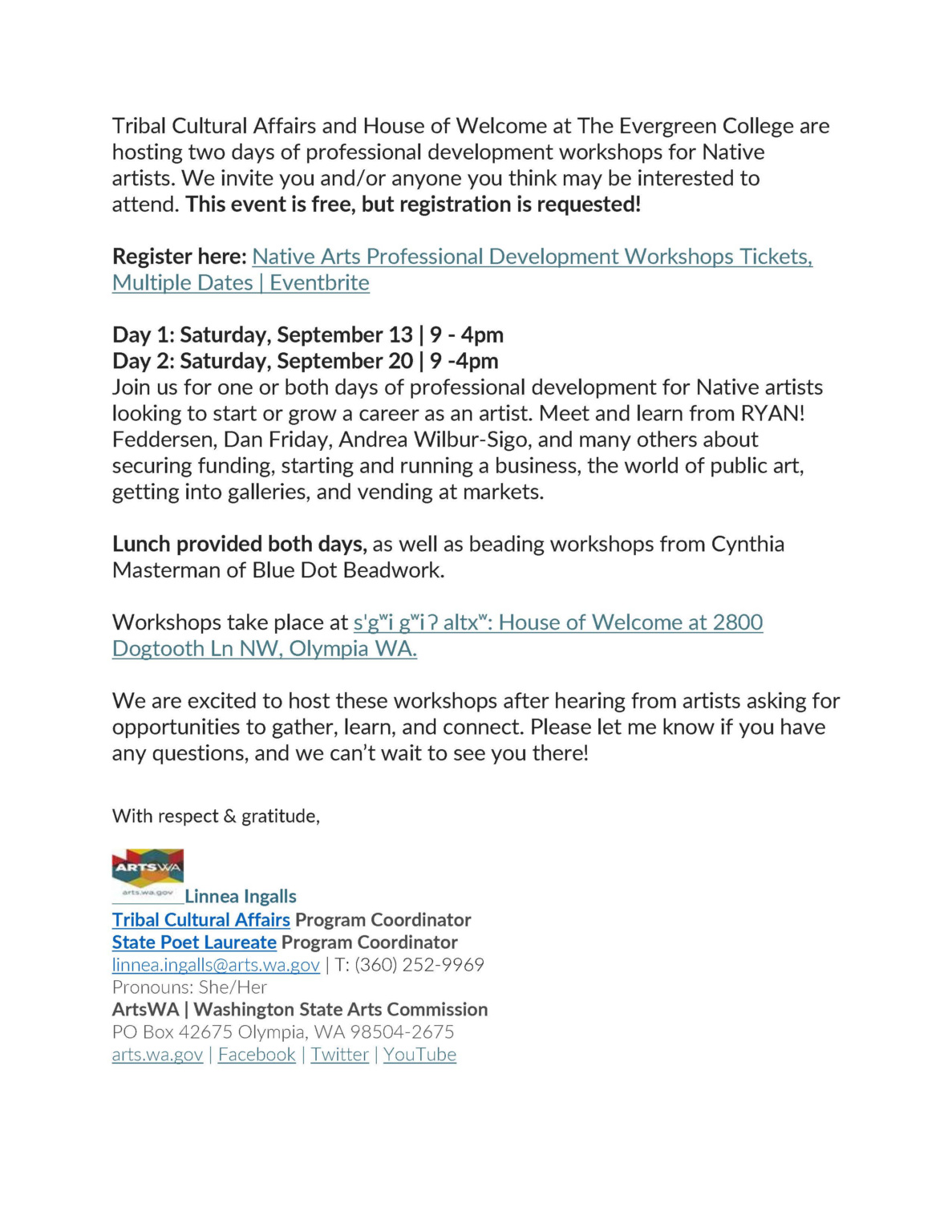 Professional Development Workshops! - The Chehalis Tribe