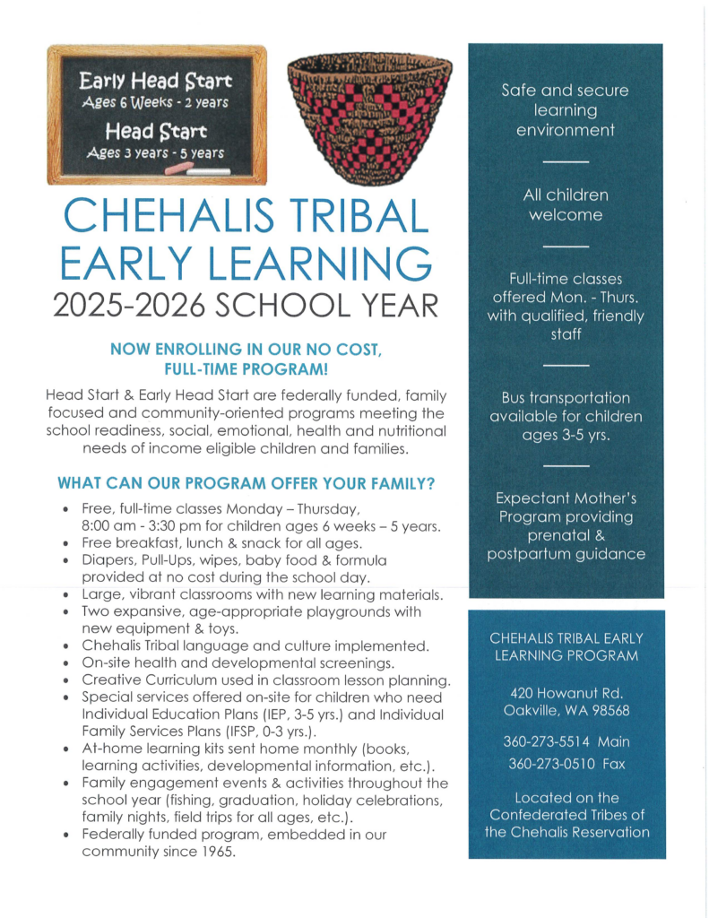 Now Enrolling! - The Chehalis Tribe