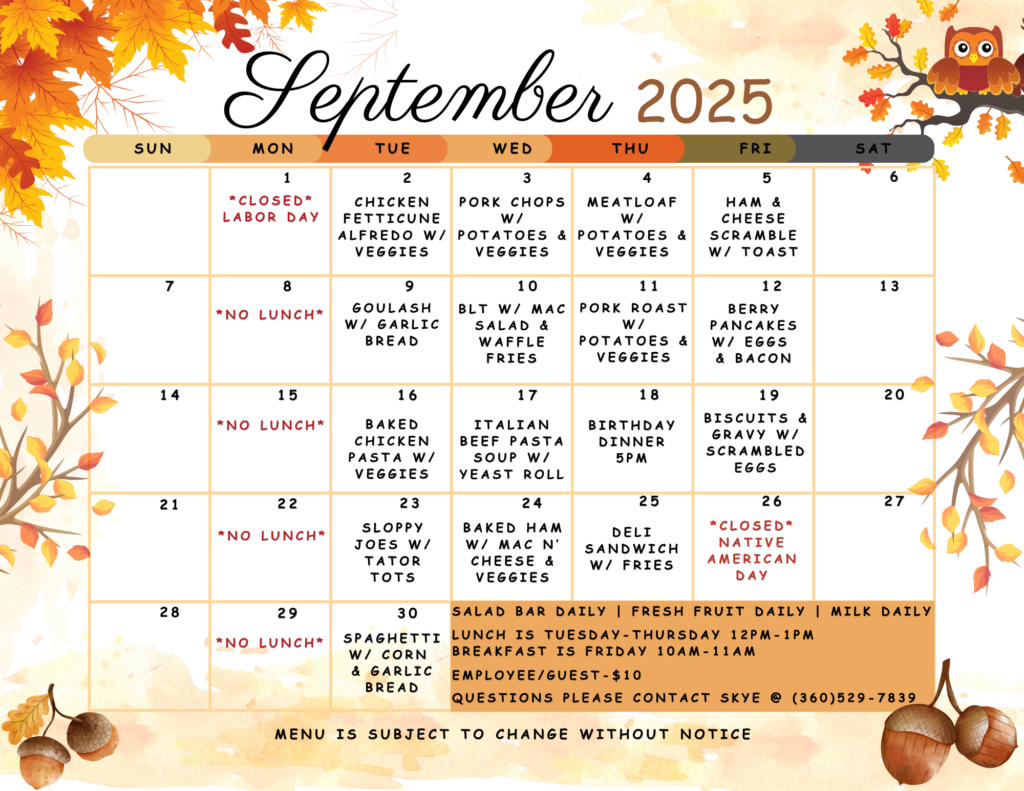 September Menu! - The Chehalis Tribe