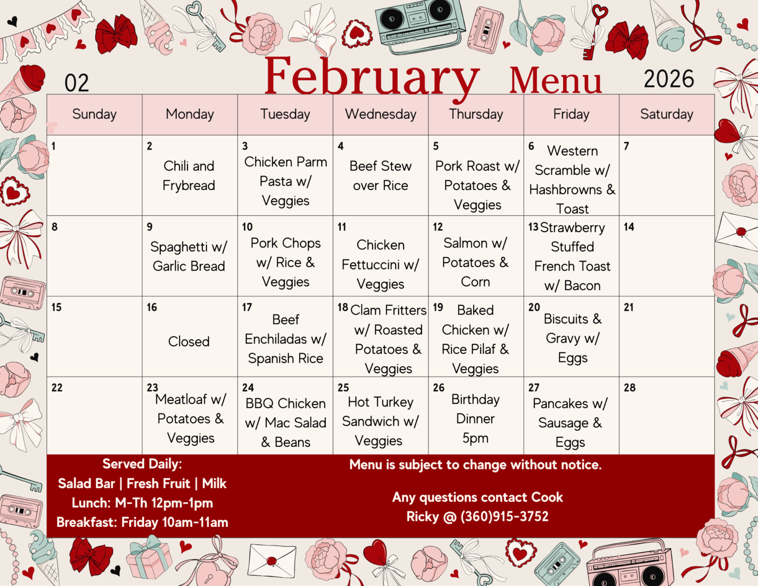 February Menu! - The Chehalis Tribe